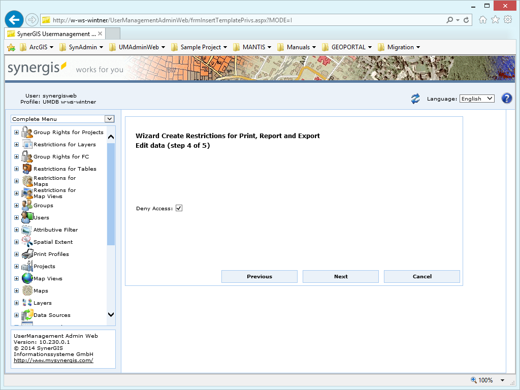 WebOffice usermanagement > UserManagement Admin Web > Restrictions for Print, Report and Export