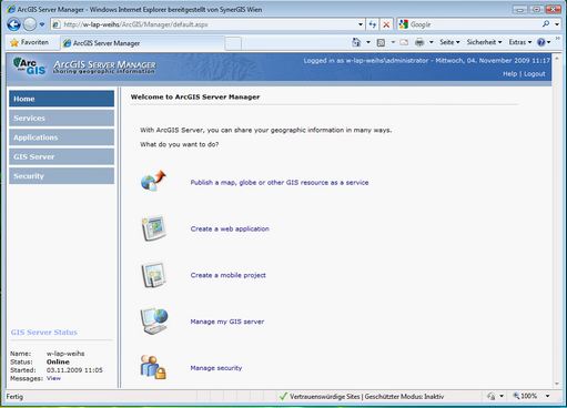 System Requirements > Server side Requirements > ESRI > Checking ArcGIS ...